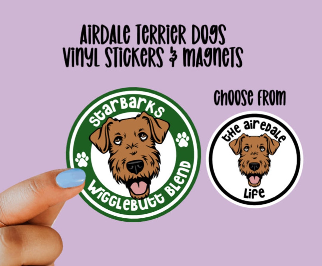 Custom Airedale Terrier Dog Stickers and Magnets | Waterproof Vinyl ...