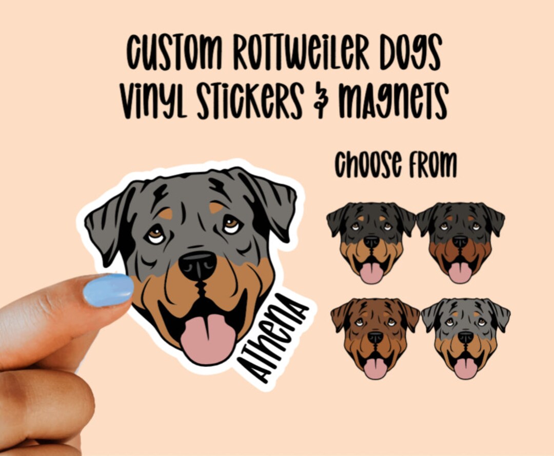Custom Rottweiler Vinyl Stickers and Magnets | Rottweiler Dog ...