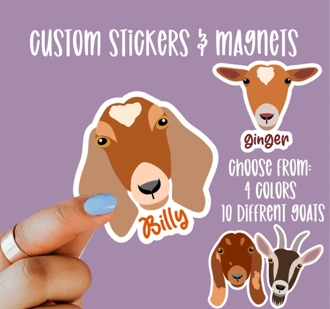 Custom Goat Stickers and Magnets, Water Bottle Stickers, Laptop ...