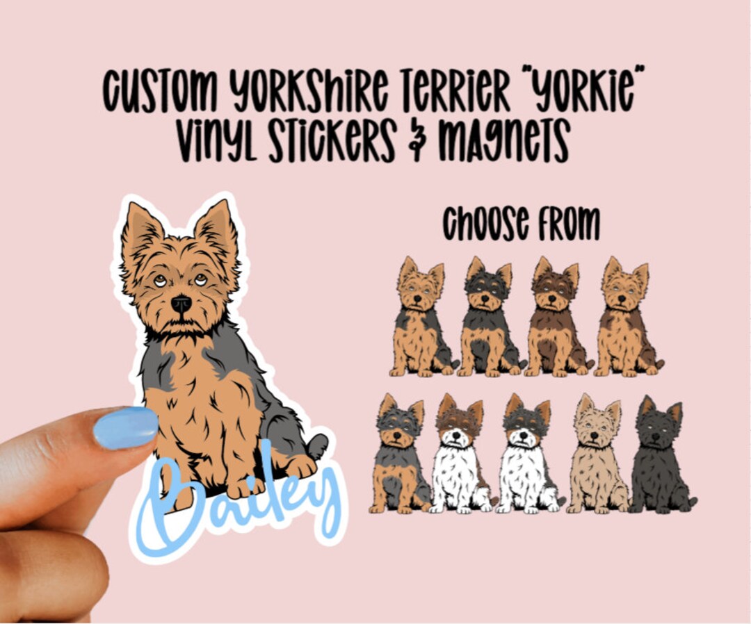 Custom Yorkshire Terrier, Biewer Terrier Vinyl Sticker Magnet, Custom ...