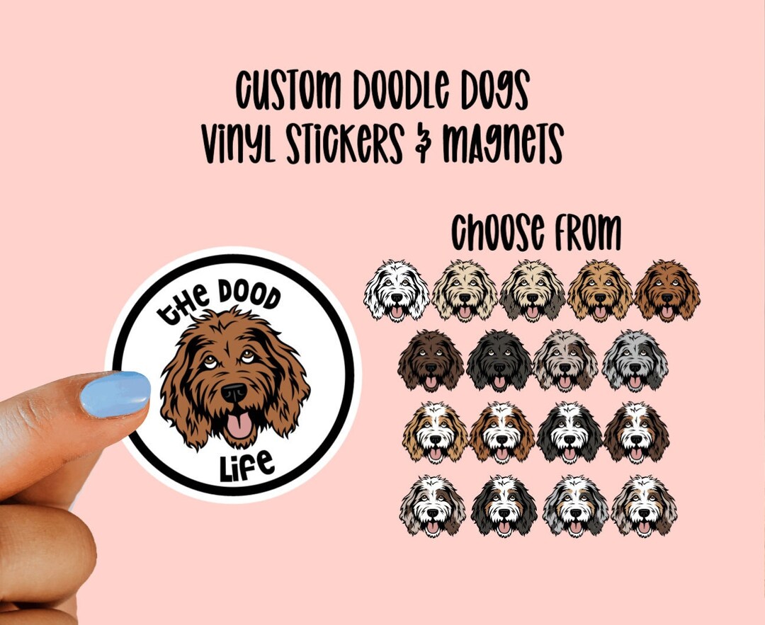 Custom Vinyl Doodle Stickers and Magnets | Bernedoodle | Aussiedoodle ...