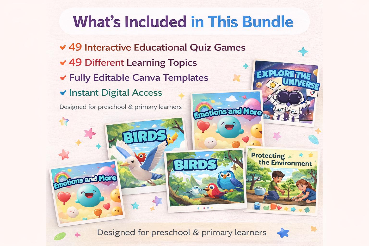 Kids Learning Quiz | 49 Editable Canva Games (digital Download) - Etsy