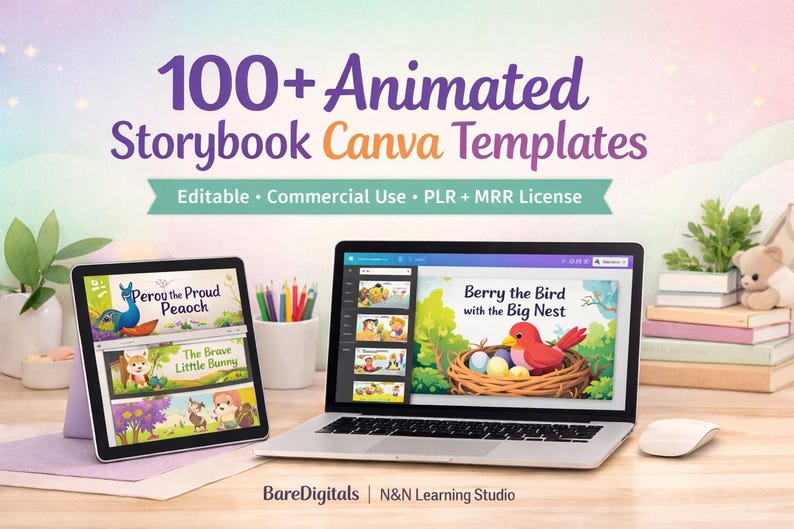 100 Animated Storybook Canva Templates | Editable Digital Bundle ...