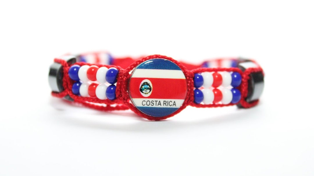 Beaded Bracelet Costa Rican Flag - Etsy