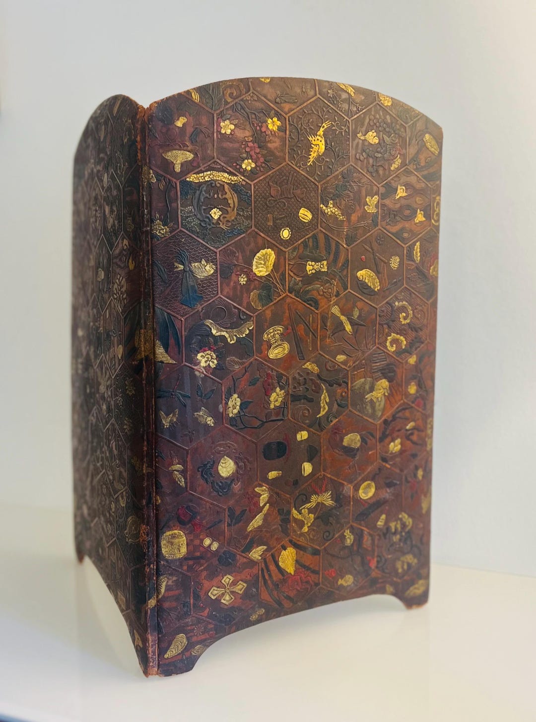 Antique Document Holder in Decorated Leather, Embossed and Silk ...