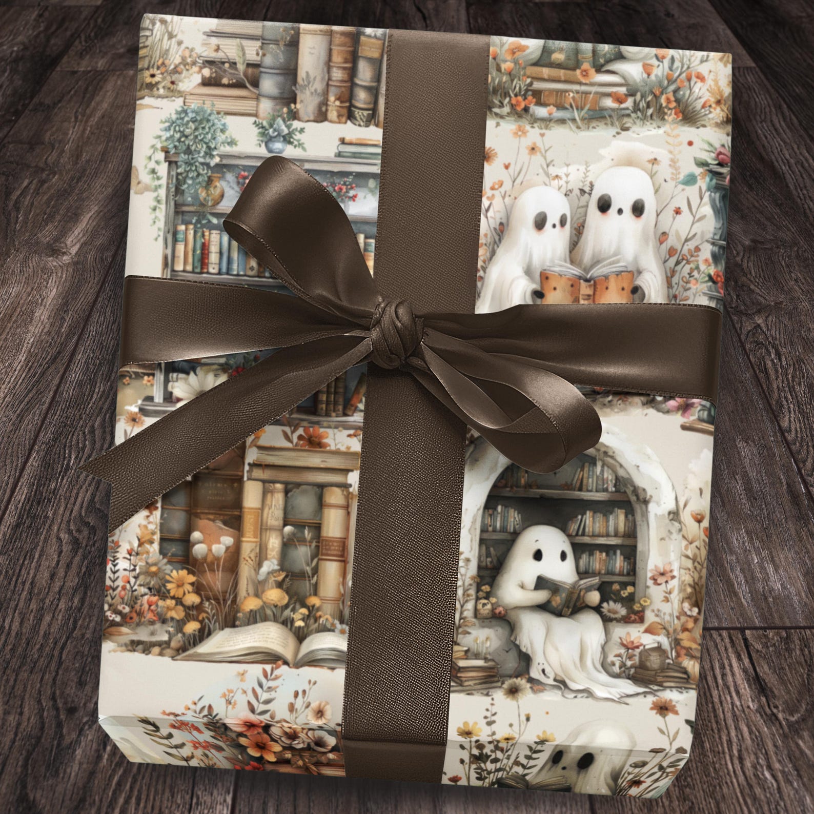 Ghost Gift Wrap Paper Roll: Whimsical Halloween Book Lover Decor - Etsy