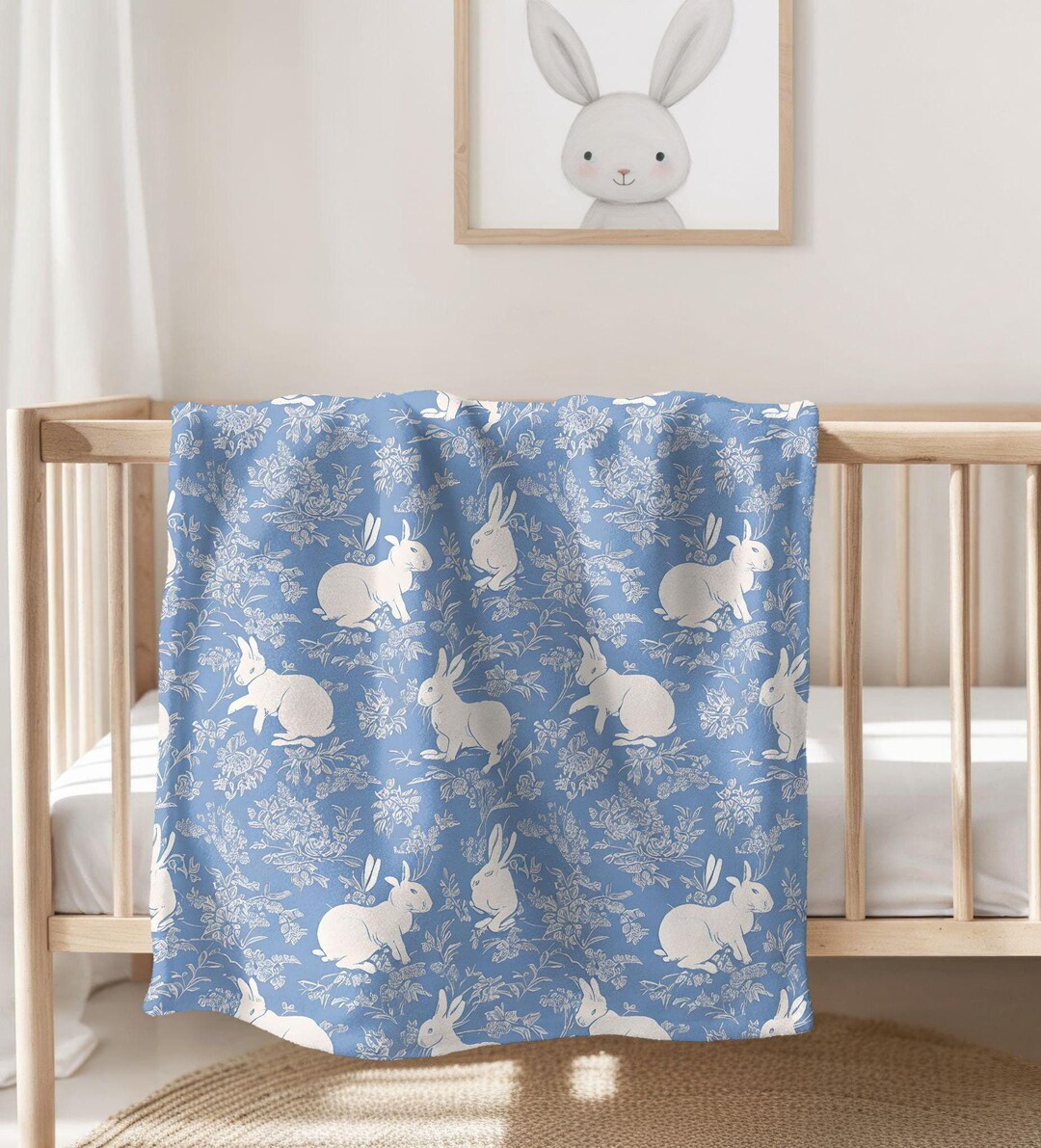 Baby Blue Bunny Blanket: Velveteen Plush Rabbit Blanket - Etsy
