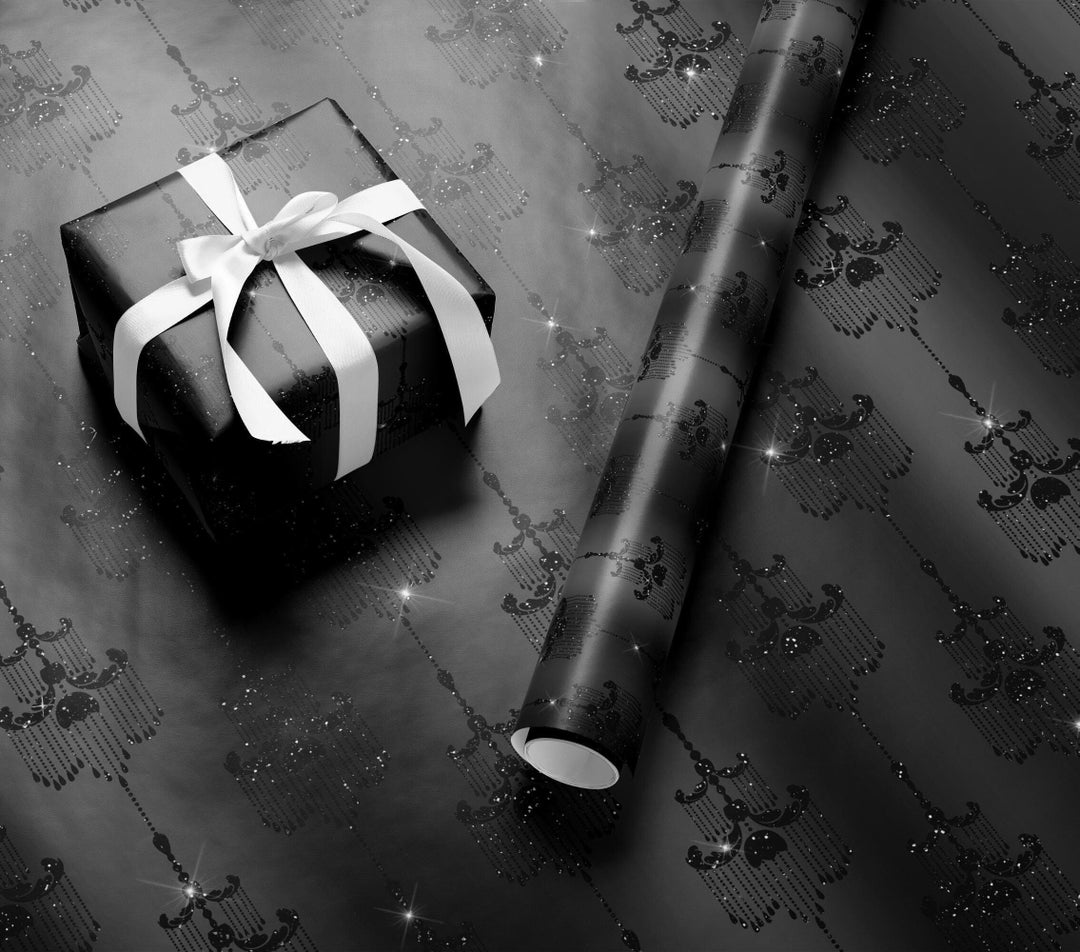 Black Chandelier Gothic Wrapping Paper Roll, Dark Academia Fall Gift ...