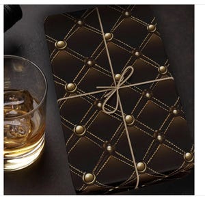 Brown Tufted Leather Look Gift Wrap,brown Leather Printed Gift Wrap ...