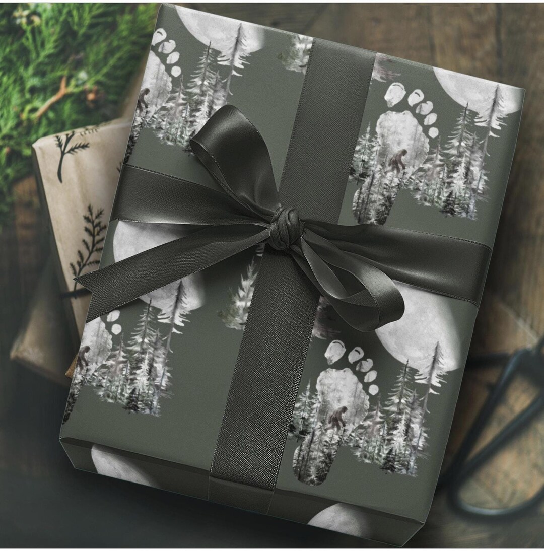 Bigfoot Forest Illustration Gift Wrap Papers | Sasquatch Woodland ...