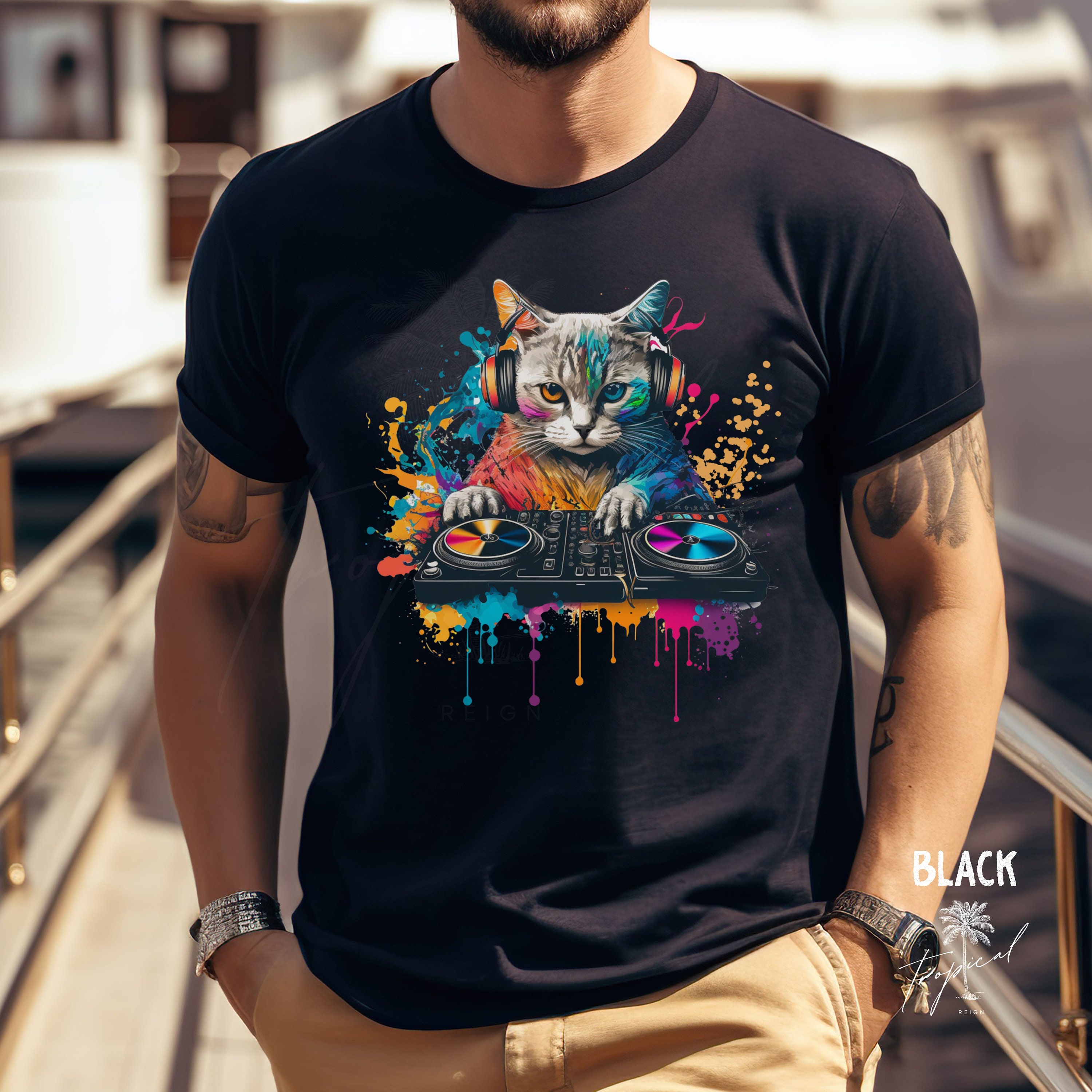 Cat Lover Shirt, Funny Cat Shirt, Music Cat DJ, Music Lover Shirt, Cat ...