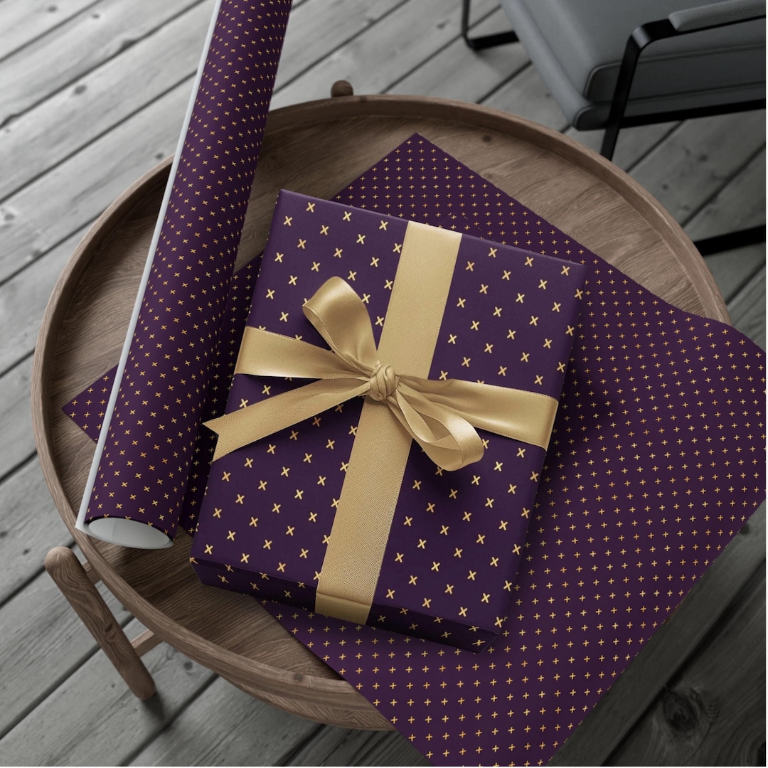 Purple Gold Gift Wrap,purple Gift Wrap, Gold X Christmas Wrapping Paper ...