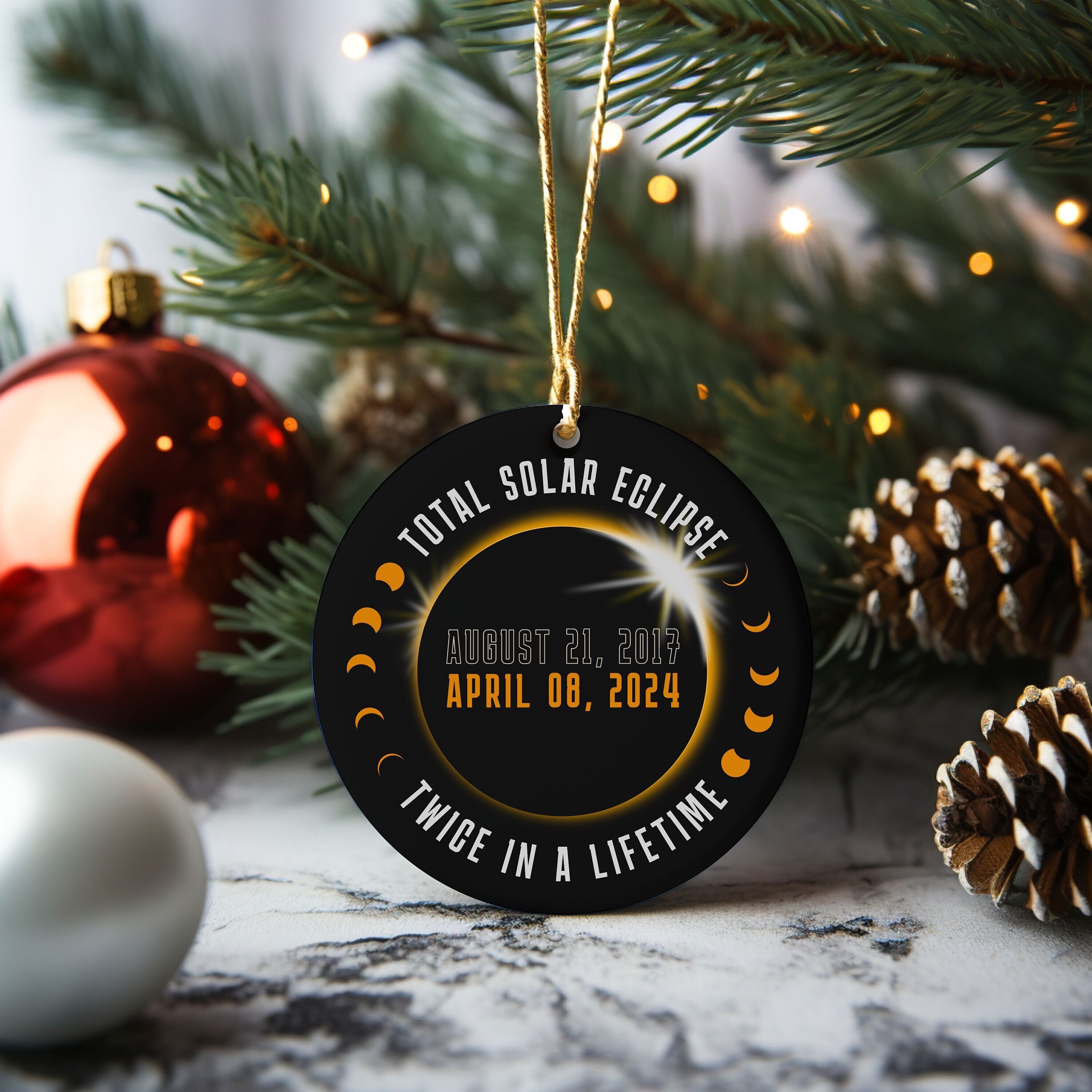 Solar Eclipse Ornament 2024, 2024 Total Solar Eclipse Ornament, Solar ...