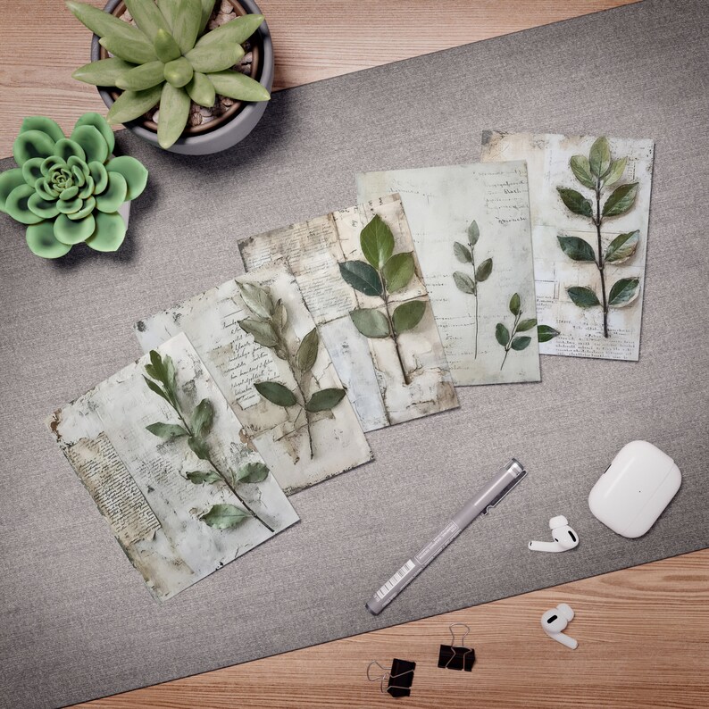 Botanical Blank Greeting Cards 5-pack With Envelopes, Botanical Cards ...