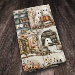 Ghost Gift Wrap Paper Roll: Whimsical Halloween Book Lover Decor - Etsy