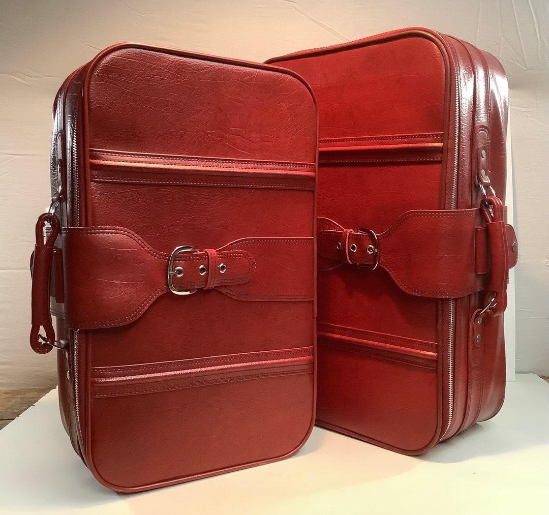 Marvelous Red Vintage Luggage Set - Etsy