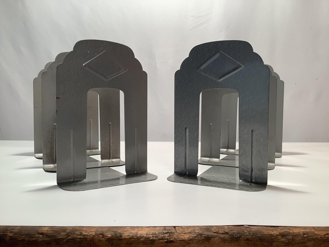 Metallic Silver Art Deco Bookends - Etsy