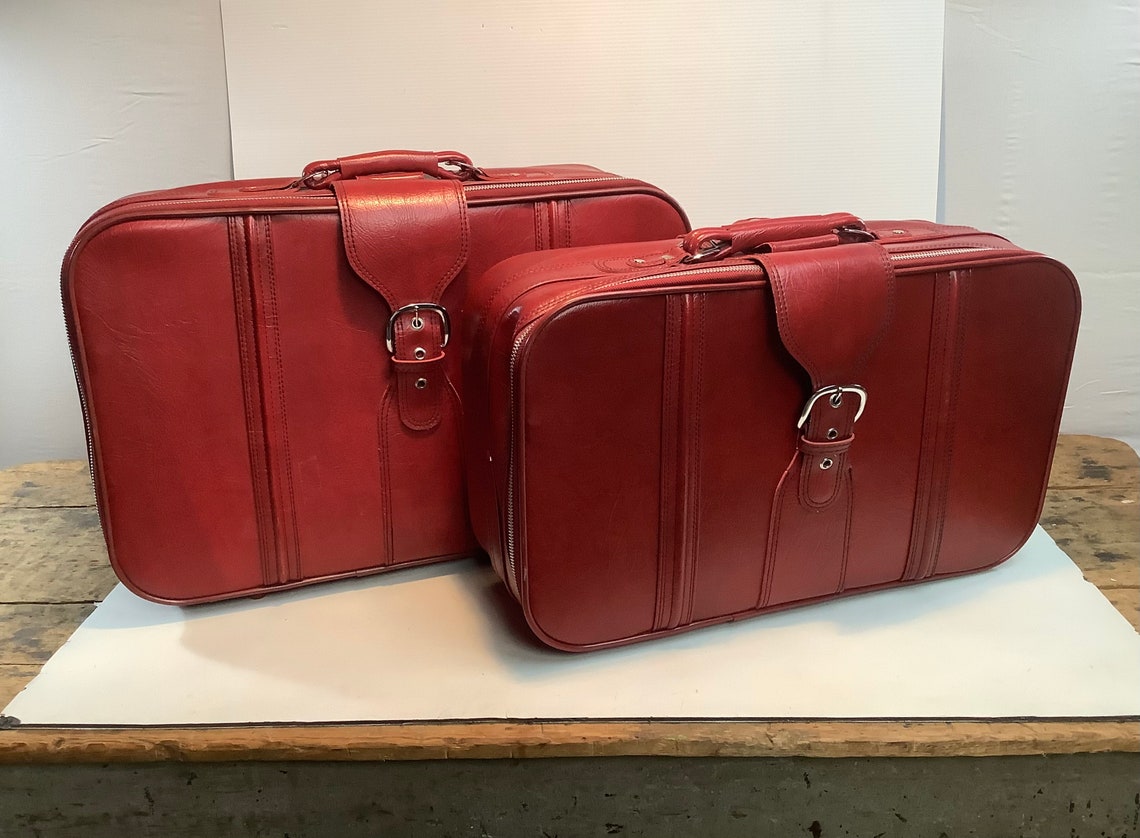 Marvelous Red Vintage Luggage Set - Etsy