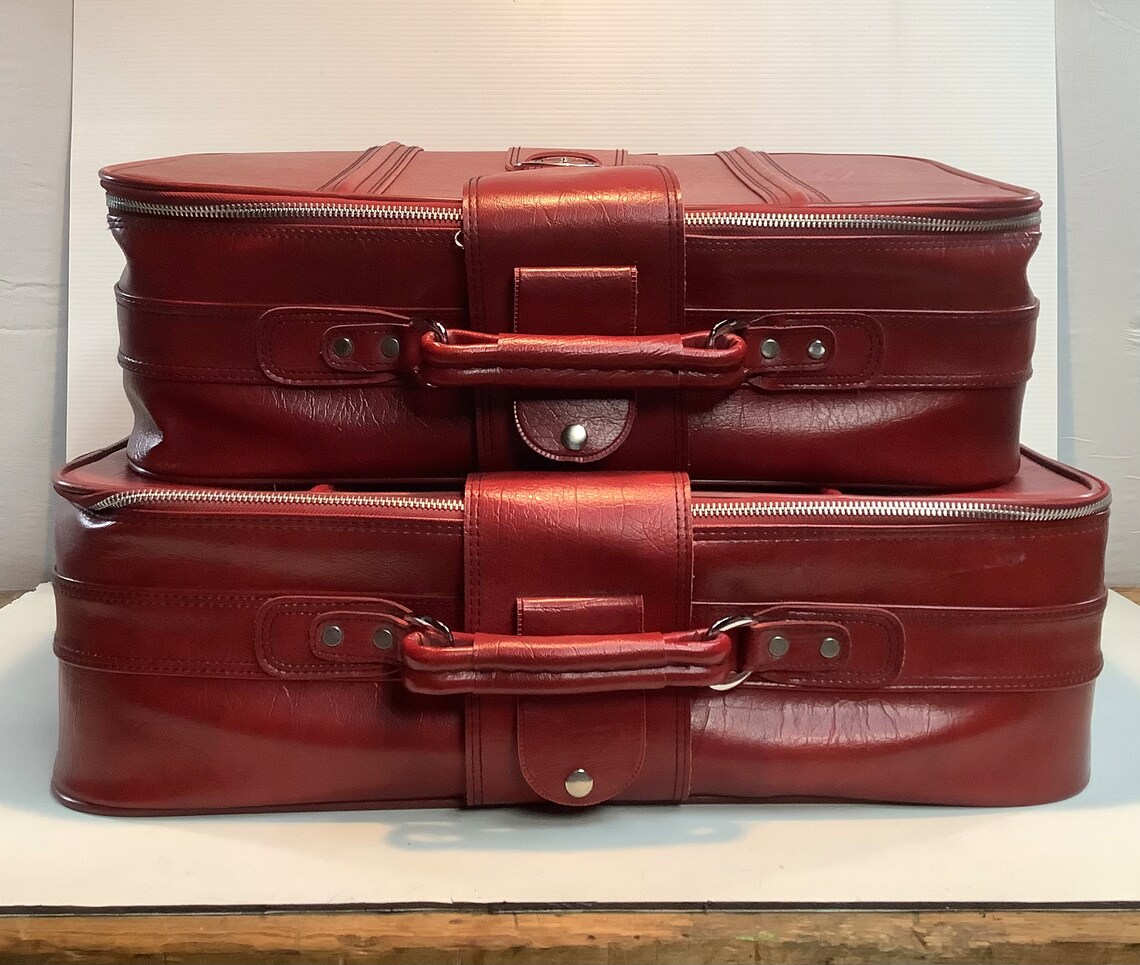Marvelous Red Vintage Luggage Set - Etsy