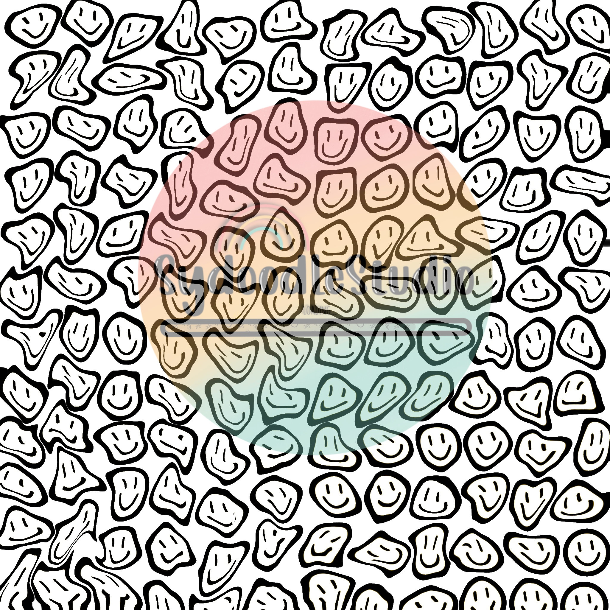 Warped Smiley Face (black and White) - Etsy