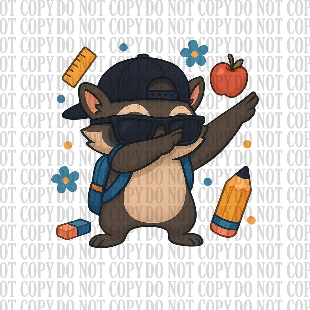 Back to School Raccoon PNG: Boy's First Day Design (digital Download - Etsy