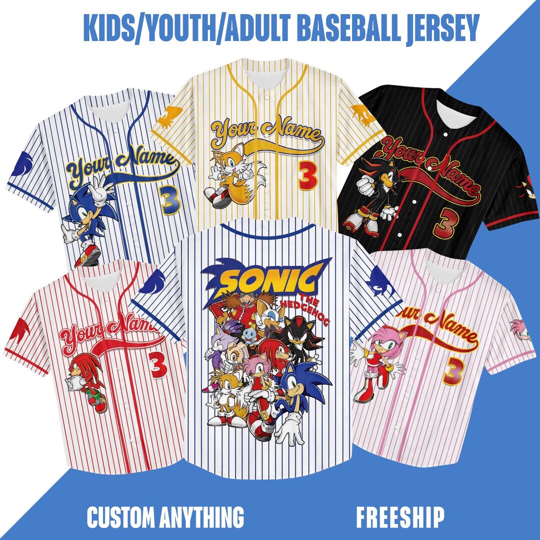 Personalized the Hedgehog Collection Baseball Jersey, Sonic Shadow ...