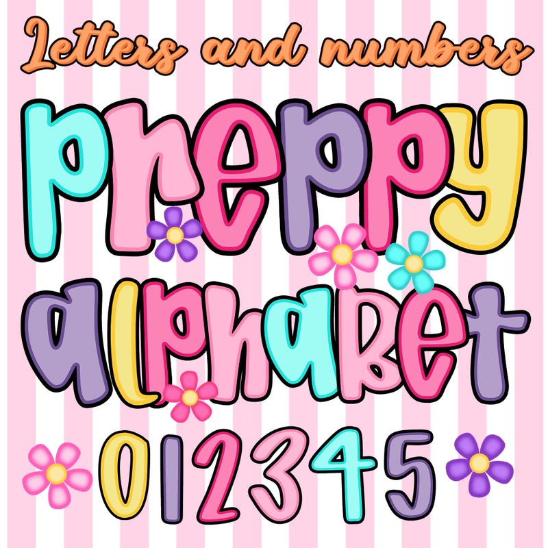 Preppy Stroke Letters - Etsy