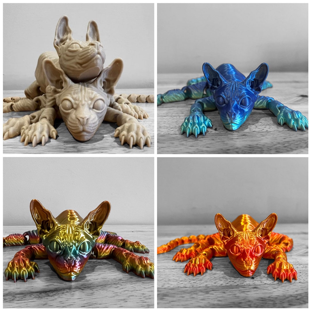 3D Printed Articulated Flexi Sphinx Cat, Cat Fidget Toy, Flexi Cat ...