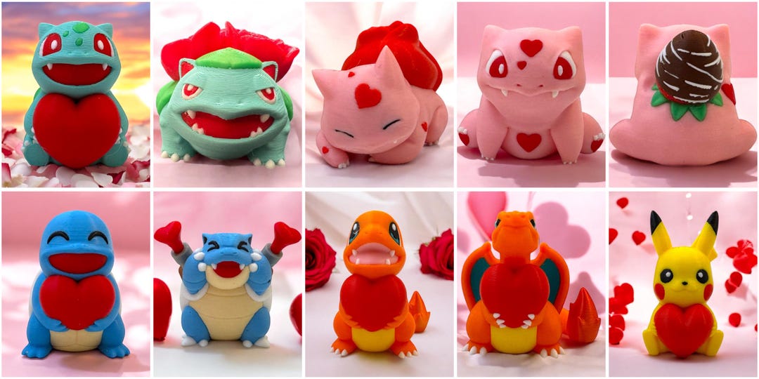 3d Printed Valentine’s Day Pokemon, for Her, for Him, for Gift, for ...