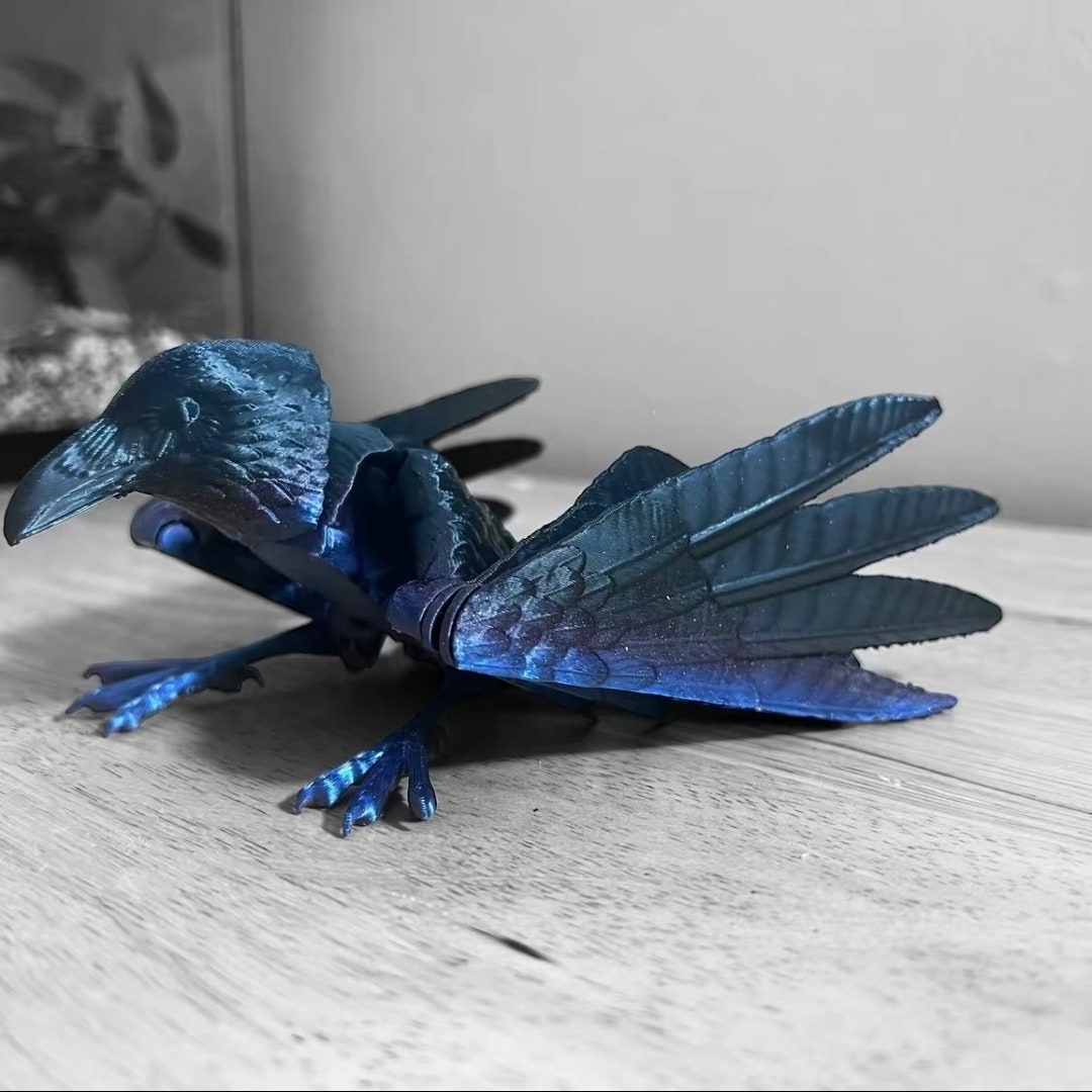 3D Printed Realistic Articulated Raven, Posable Fidget/sensory Toy ...