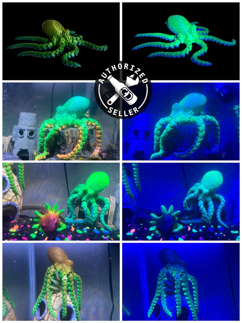 3D Printed Articulating Octopus, Aquarium Decor, Tank Decor, Gift, for ...