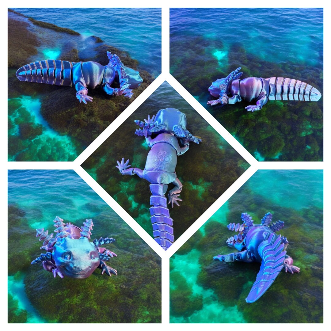 3D Printed Articulated/flexible Realistic Axolotl, Desk Toy/fidget ...