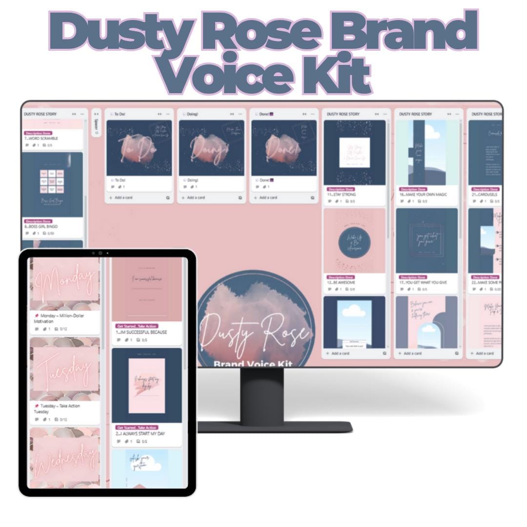Dusty Rose Brand Voice Kit: Canva Templates, Content Calendar - Etsy