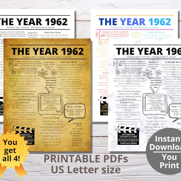Back in 1962 Printable - Etsy