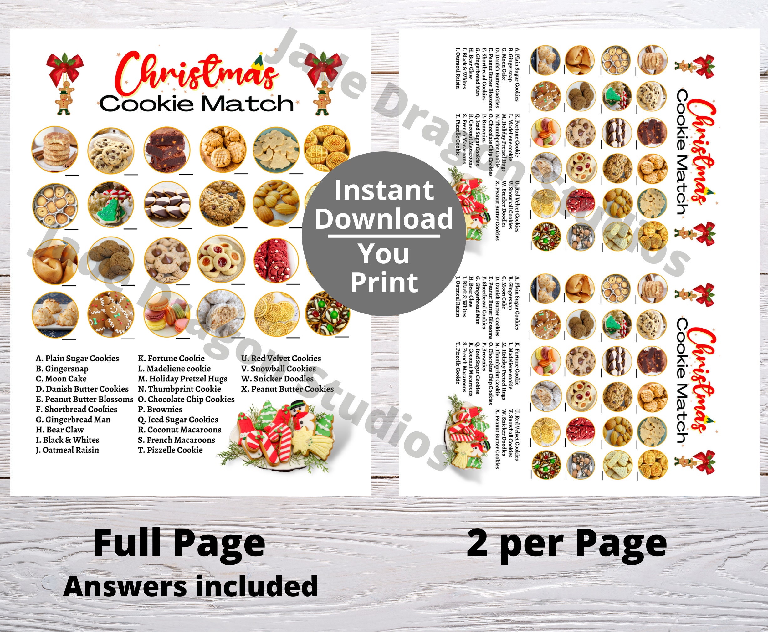 Christmas Cookie Match | Printable | Christmas Party Games | Games for ...