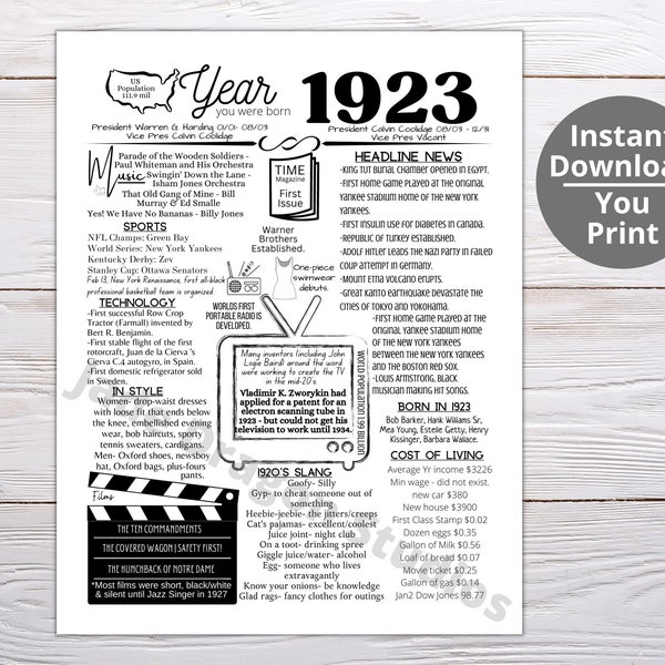 1923 Printable - Etsy