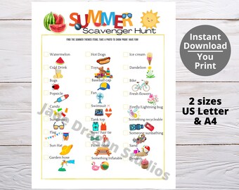 Summer Scavenger Hunt Printable Kids Activity Indoor Outdoor - Etsy