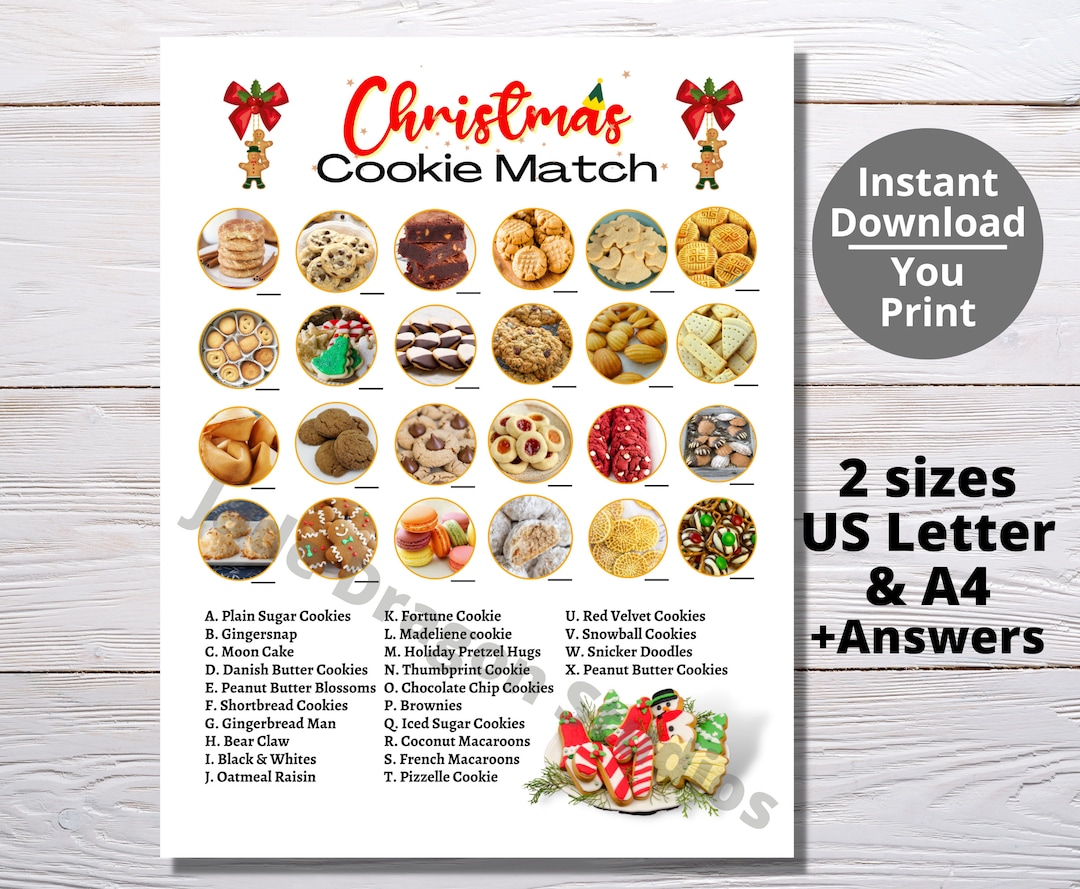 Christmas Cookie Match | Printable | Christmas Party Games | Games for ...
