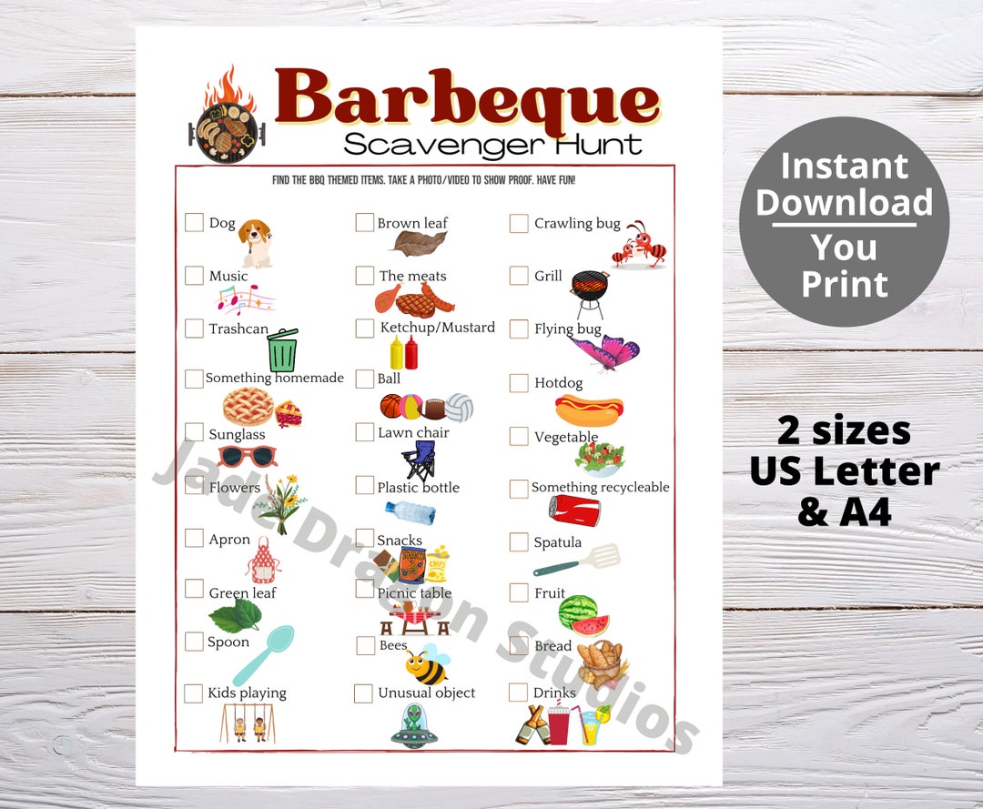 Barbeque Scavenger Hunt Printable Outdoor Scavenger Family Reunions ...