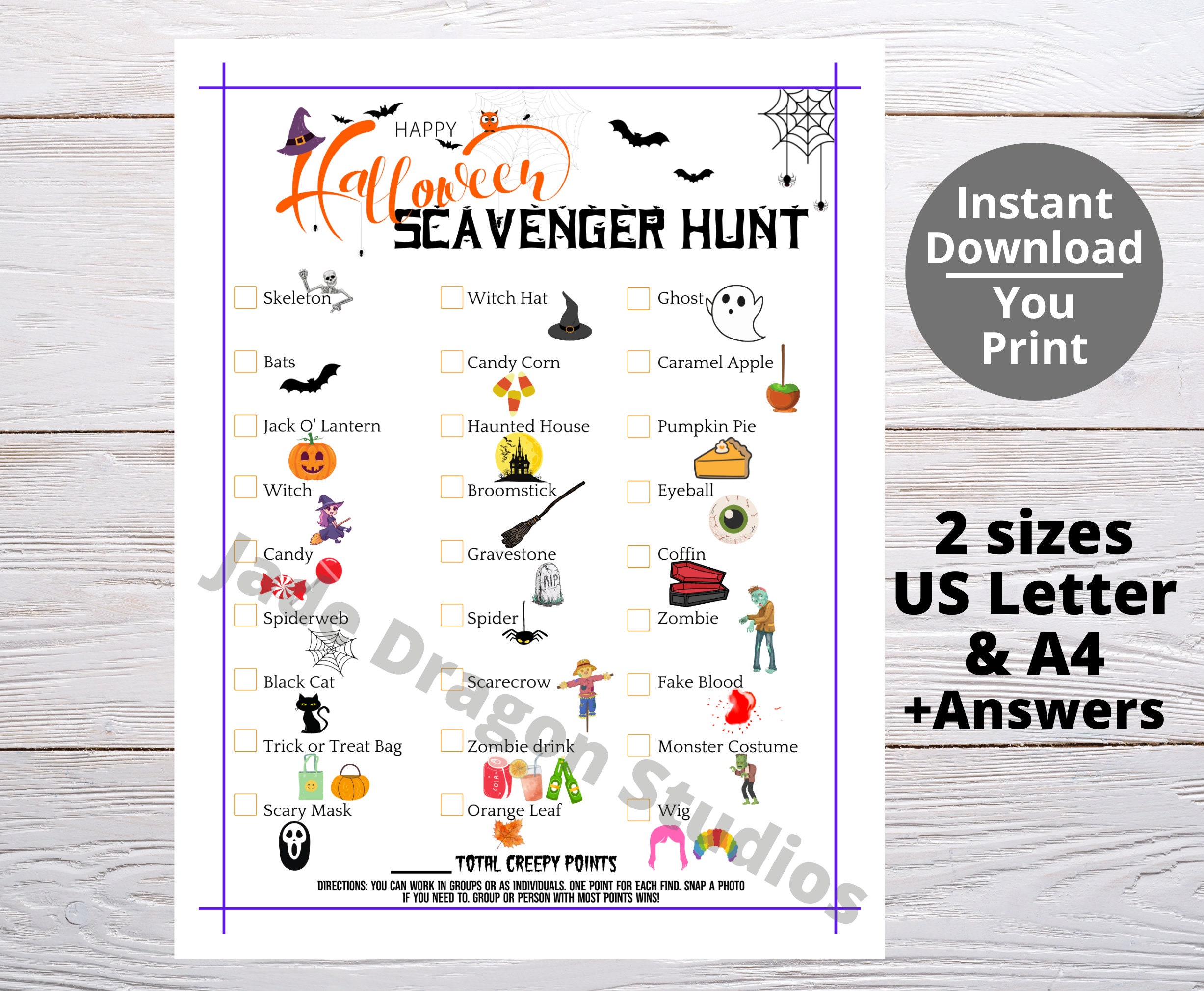 Halloween Scavenger Hunt | Printable | Halloween Party Games ...