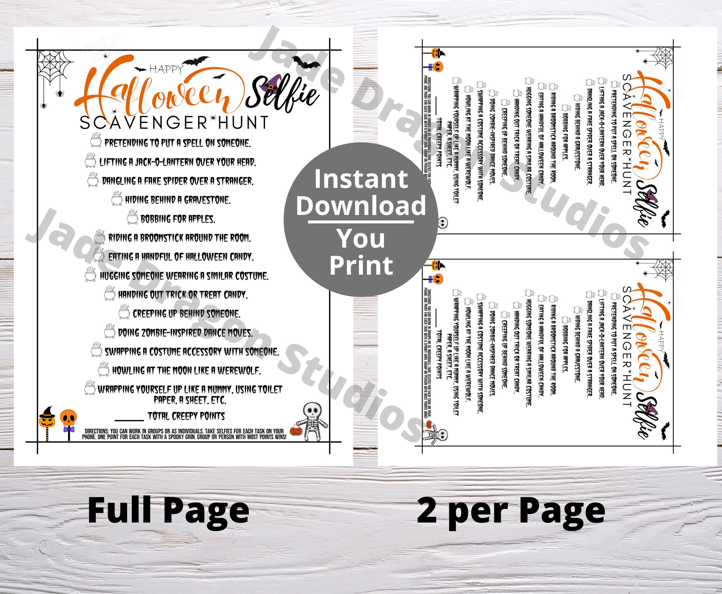 Halloween Selfie Scavenger Hunt | Printable | Halloween Party Games ...