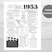 1953 PRINTABLE Year/ Year You Were Born/ Remember the Year When/ Last ...