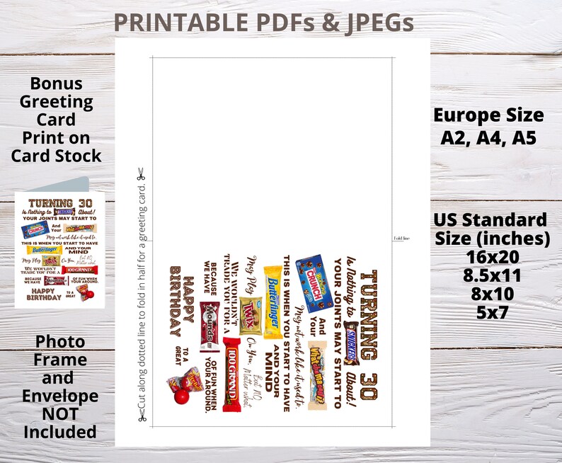 Turning 30 PRINTABLE Candy Poster 30th Birthday Candy Sign - Etsy