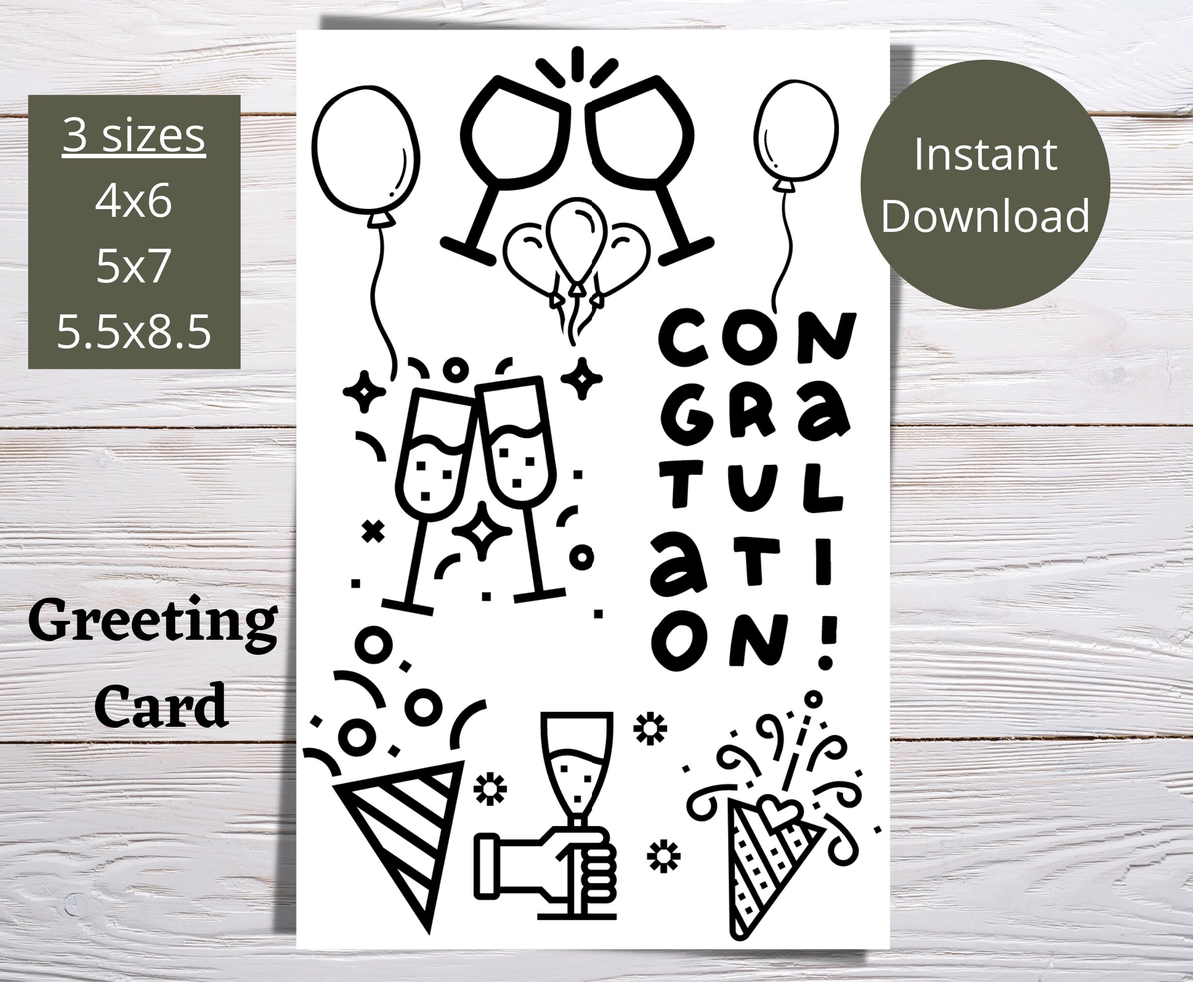 PRINTABLE Coloring Congratulations Greeting Card / 3 - Etsy