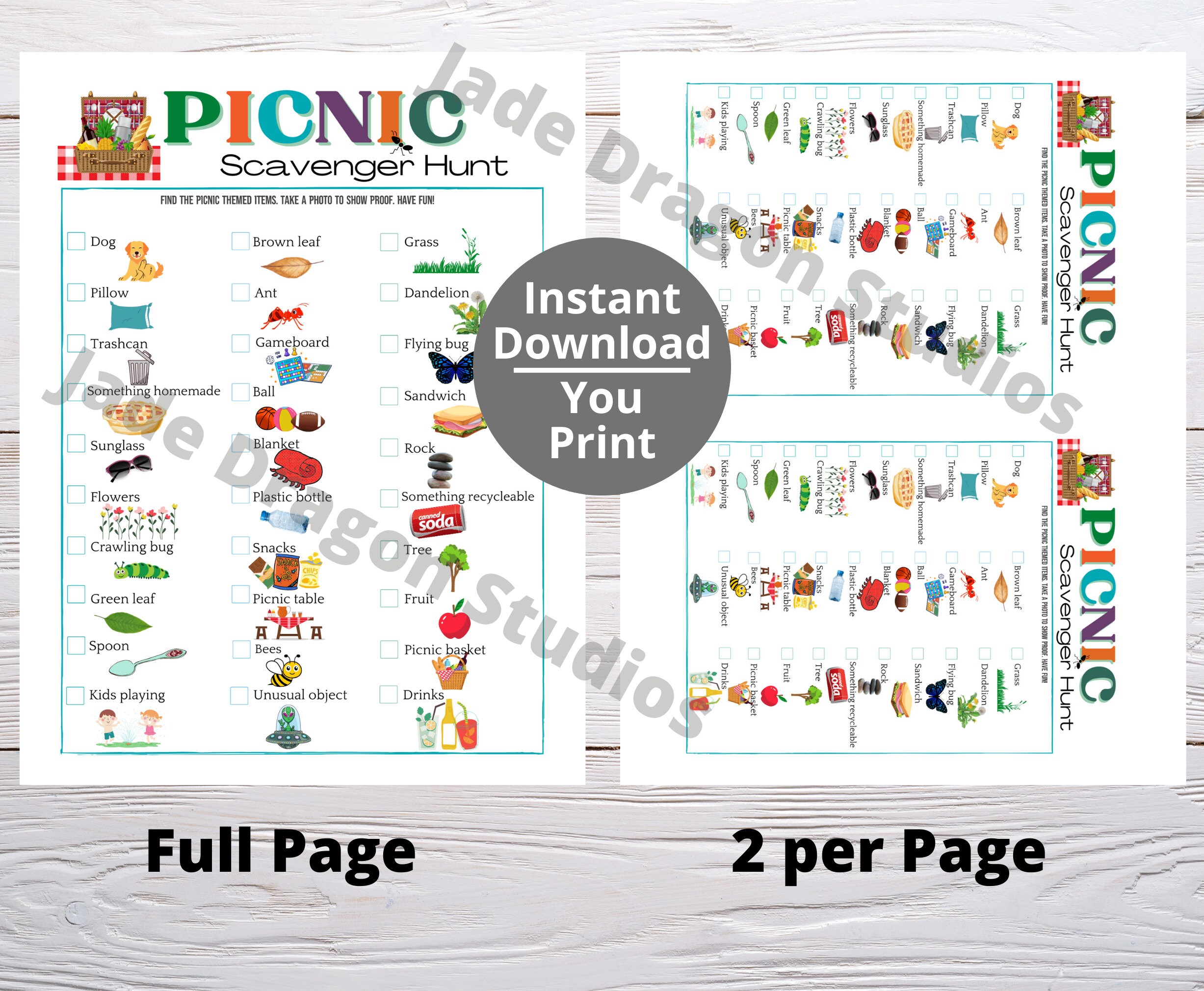 Picnic Scavenger Hunt 8 | Printable Outdoor Scavenger Family Reunions ...