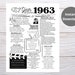 1963 PRINTABLE Year/ Year You Were Born/ Remember the Year When/ Last ...
