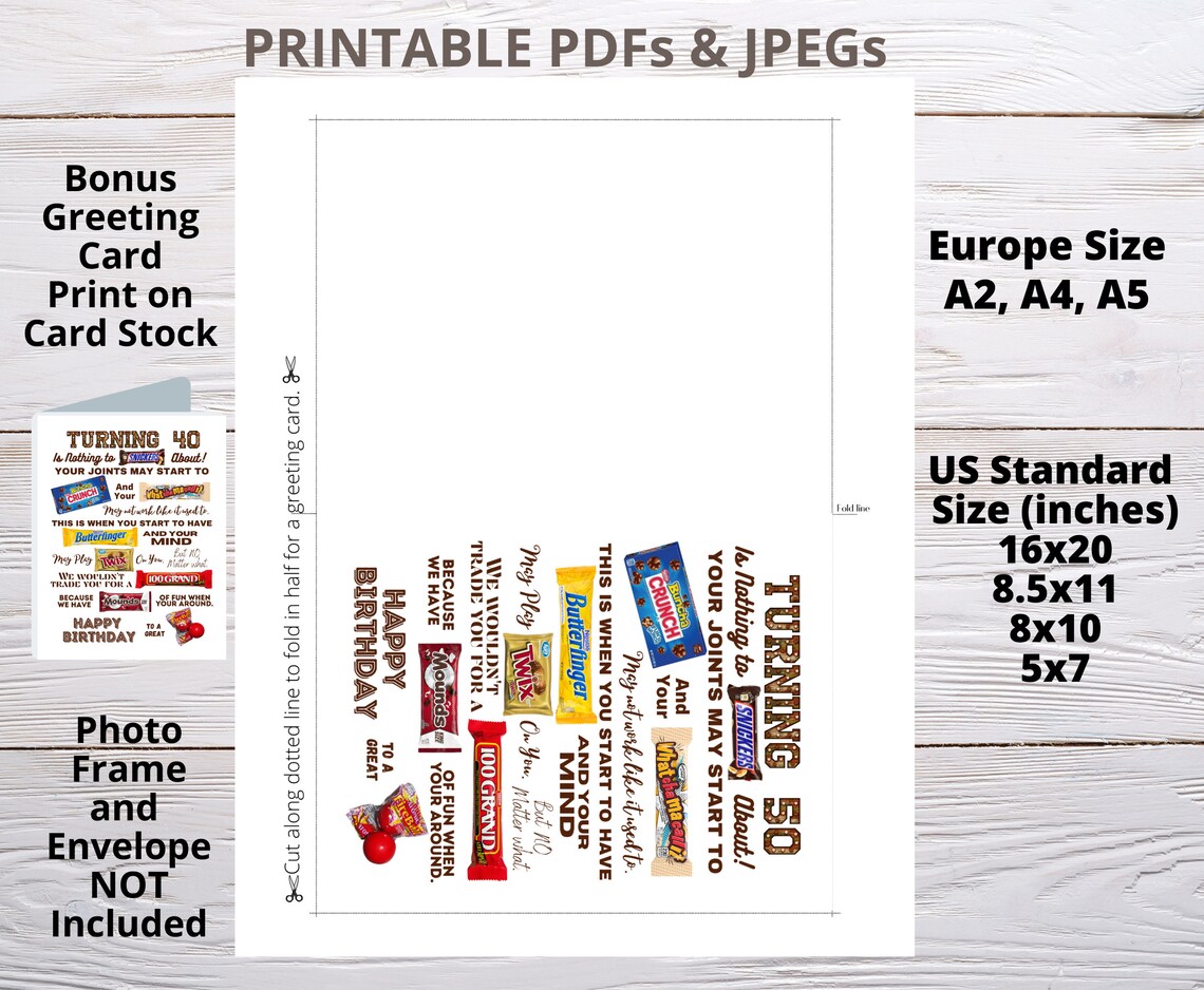 Turning 40 PRINTABLE Candy Poster 40th Birthday Candy Sign - Etsy