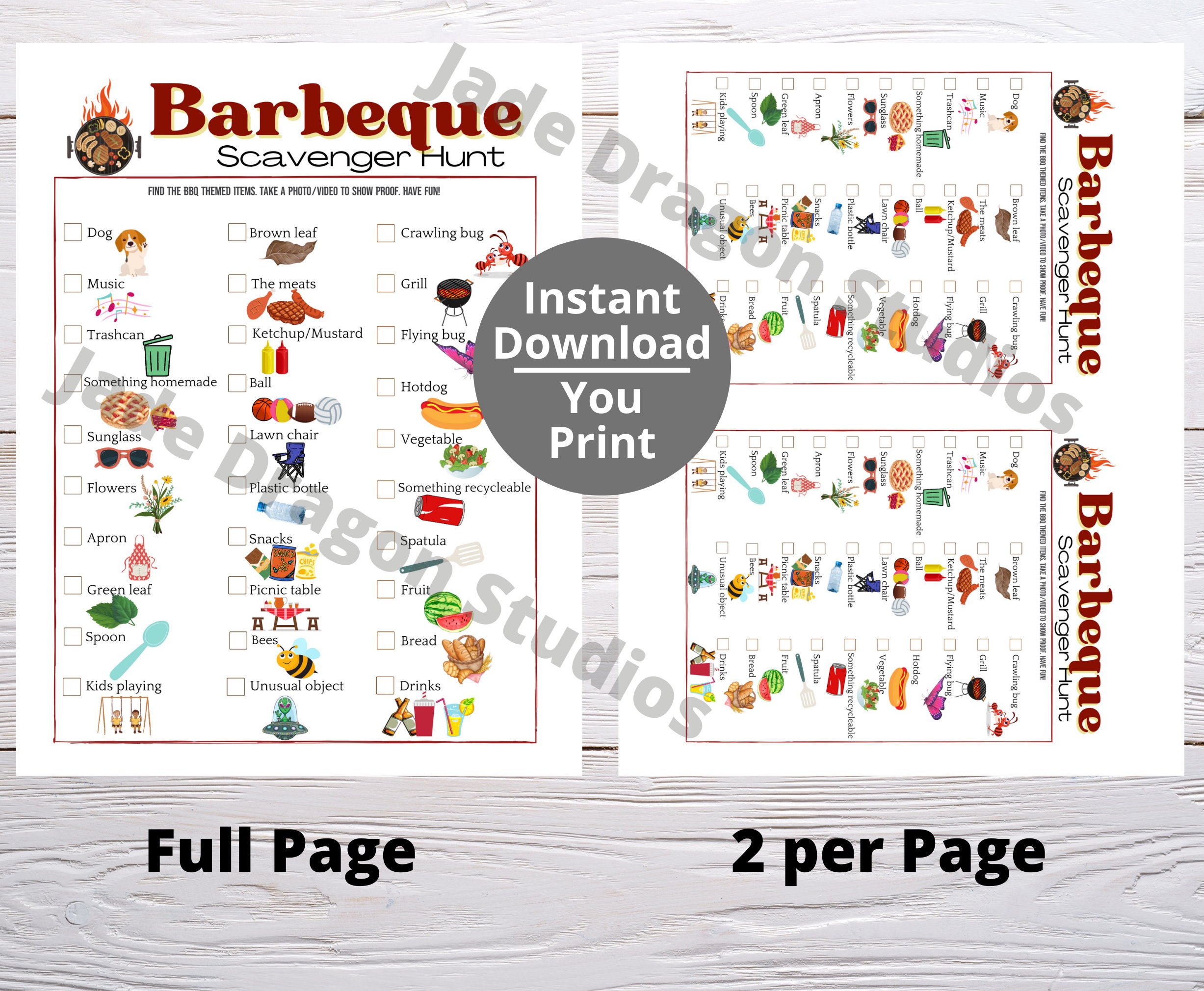 Barbeque Scavenger Hunt Printable Outdoor Scavenger Family Reunions ...
