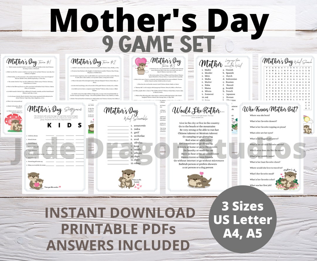 Mother’s Day Family Trivia PRINTABLE/ Party Favor Games/ Home School ...