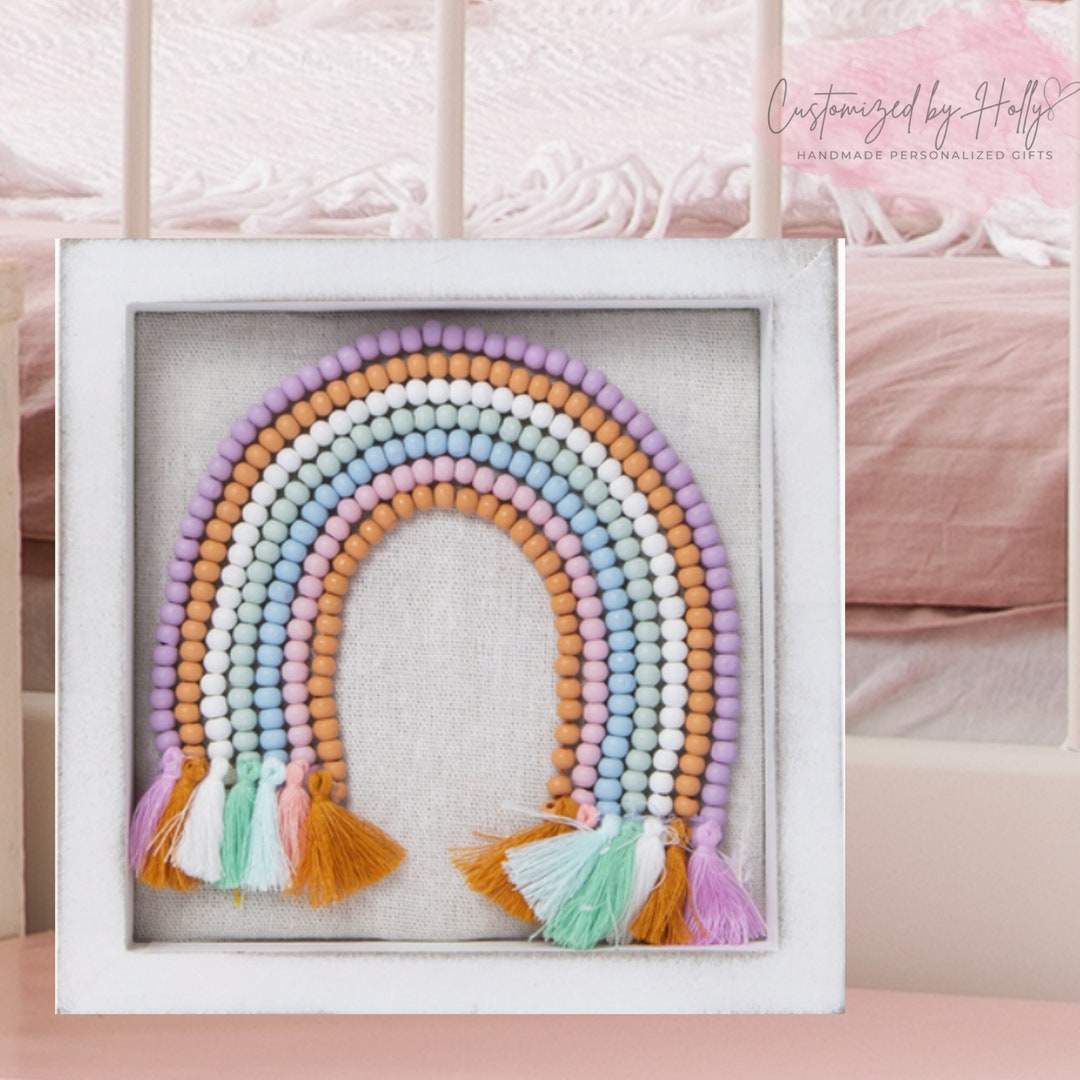 Framed Wall Art for Girls, 3D Shadow Box, Girls Bedroom Decor, Rainbow ...